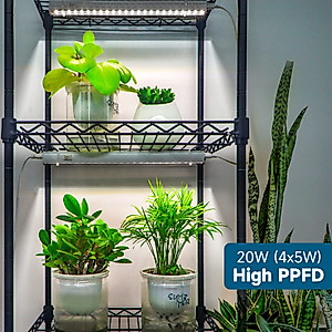 Barrina Grow Lights for Indoor Plants, 5000K White Full Spectrum Grow Light, 1ft Plant Growing Lamp, T5 Grow Light Strip, Plug and Play, 4-Pack