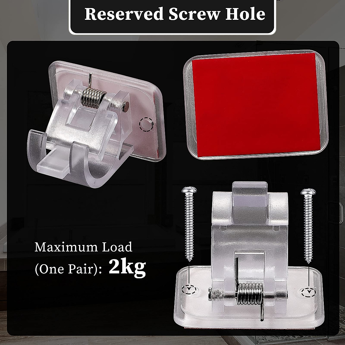 Self-Adhesive Curtain Rod Bracket Drapery Hook Holders no Nail Fixing Rod Holder Curtain Pole Wall Brackets No Screw Towel Rod Hooks for Home Bathroom and Hotel Use (8 Pieces)