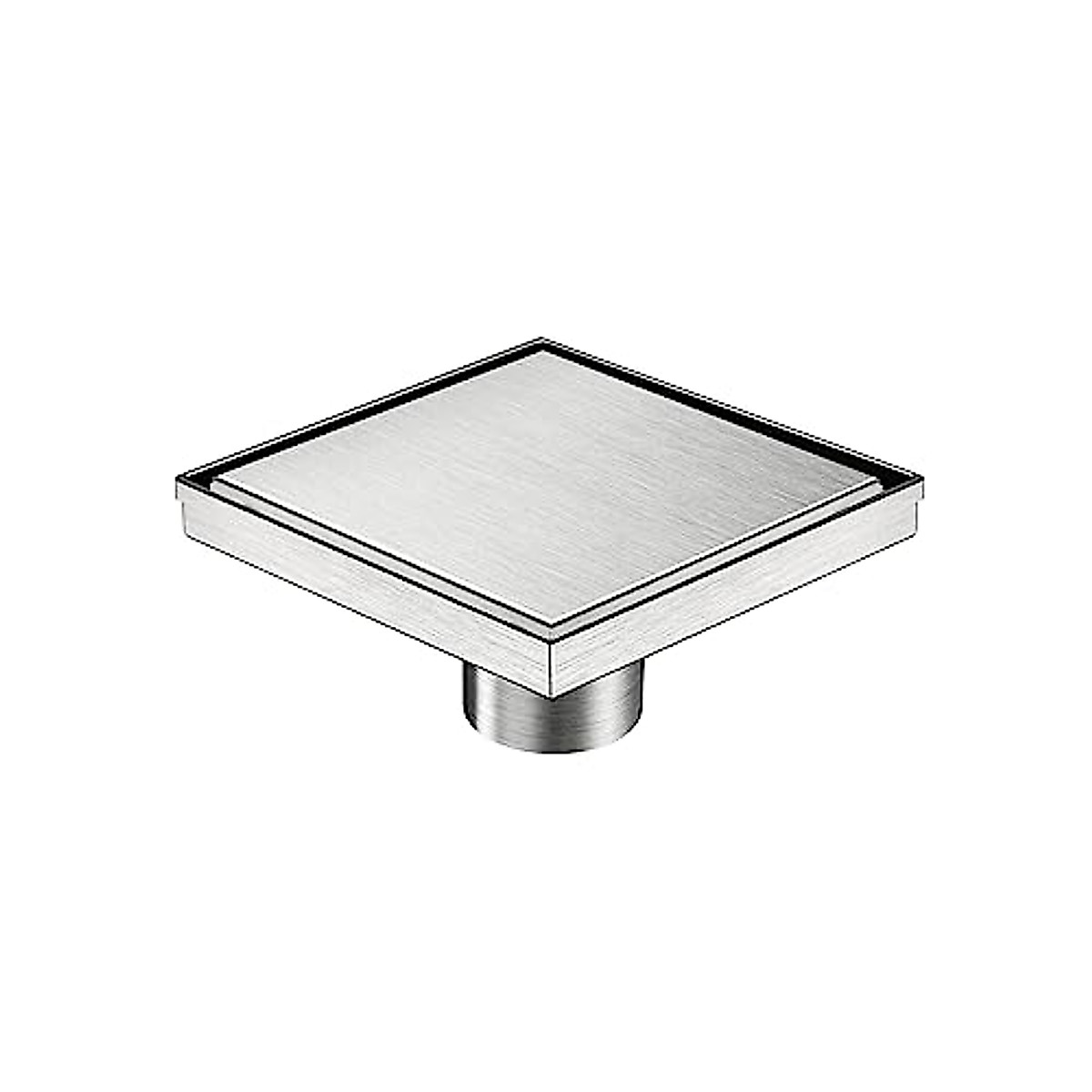 Neodrain 6-Inch Square Shower Drain with Removable Tile Insert Grate,Brushed 304 Stainless Steel, with Watermark&CUPC Certified, Includes Hair Strainer