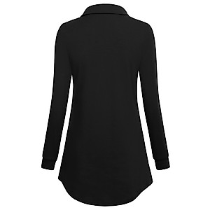 Gaharu Long Sweatshirts for Leggings Fall Tunics Long Sleeve Ladies Tops Stylish Legging Shirts Button Down Pullover Blouses for Work Black,X-Large