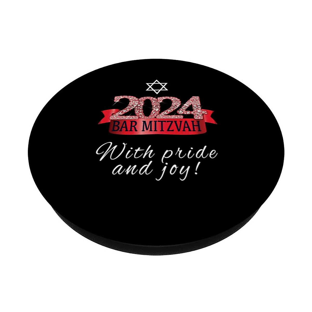 Bar Mitzvah 2024 I With Pride & Joy I Red Banner Decor PopSockets Standard PopGrip