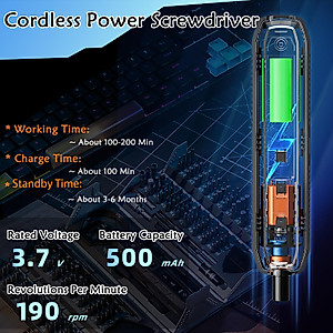 CybJoy Electric Screwdriver Set,180 in 1 Precision Screwdriver Set,3 Torque Modes with 160 Magnetic Precision Bits,Cordless Screwdriver Repair Tool Kit for Phone Computer Camera Watch Laptop