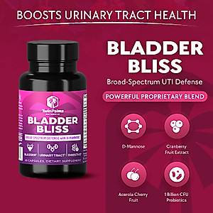 Bladder Bliss: Advanced Cranberry Supplement & D-Mannose Formula for Urinary Tract Health for Women, Non-GMO, Gluten-Free, Vegan Capsules, Fast-Acting Relief & UTI Prevention, Bladder Support, 60 Ct