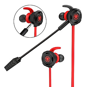 BlueFire Wired Gaming Earphone 3.5 MM E-Sport Earphone Noise Cancelling Stereo Bass Gaming Headphone with Adjustable Mic for PS4, Xbox One, Laptop, Cellphone, PC (Red)