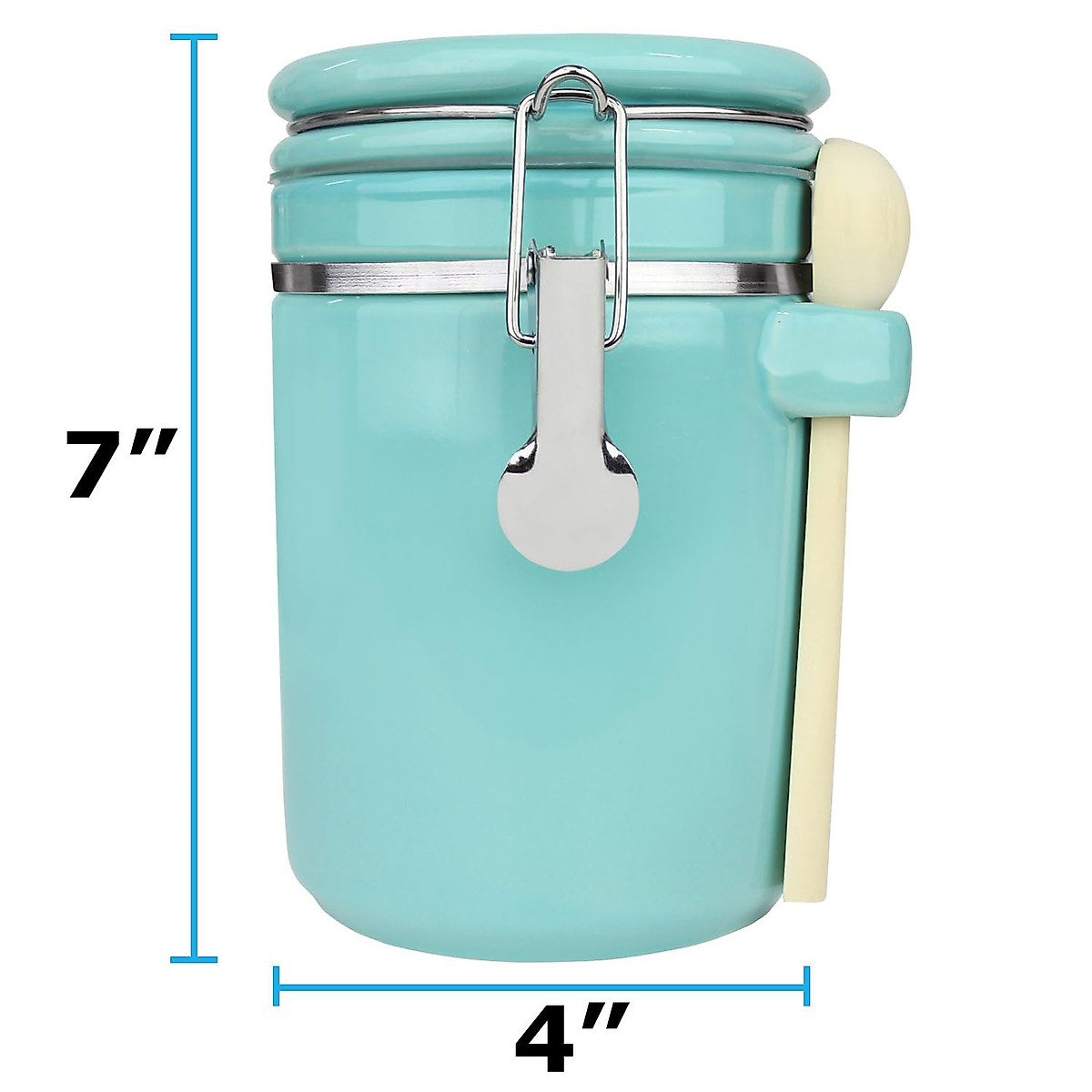 Blue Donuts 40 Oz Ceramic Airtight Jar, Ceramic Airtight Food Storage Containers, Ceramic Kitchen Canisters, 1182 ML Airtight Jar, Flour Jar with Lid, Food Storage Containers for Pantry, Turquoise