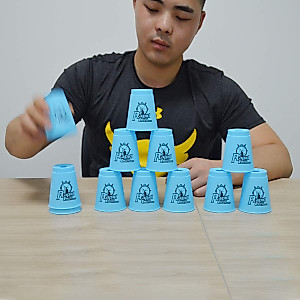 Erlsig 12 Pack Stacking Cups, M Size Quick Stack Cups Set Speed Training Game for Travel Party Challenge Competition, Blue