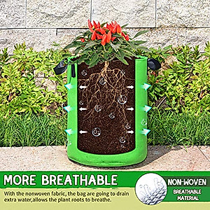 SCENGCLOS 6 Pack 10 Gallon Grow Bags, Sealed Visualization Window Planter Bags, Breathable Thickened Non-Woven Fabric Plant Pots with Access Flap, Garden Planting Bags for Grow Potato,Tomato,Carrot