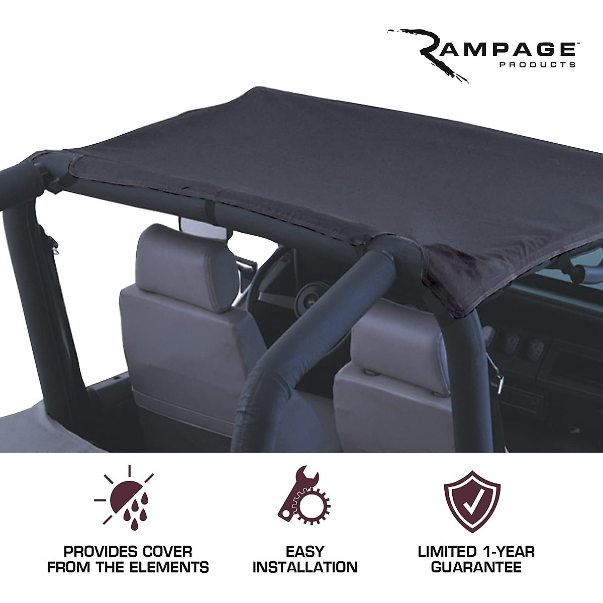 Rampage California Brief Soft Top | Vinyl, Black | 90701 Fits 1976 - 1986 Jeep CJ7