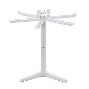 Pasta Drying Rack with 10 Bar Handles, Collapsible Household Noodle Dryer Rack Hanger (6 Bars, White)