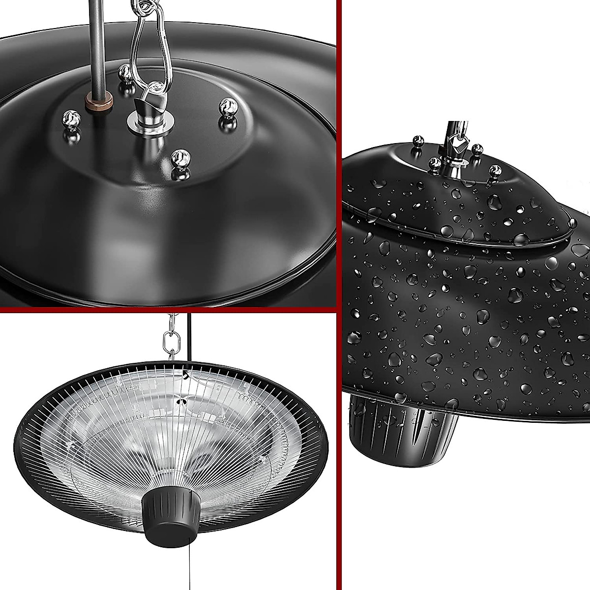 Hanging Patio Heater, 600W-1500W Waterproof Outdoor/Indoor Electric infrared Hanging Heater, Infrared Patio Heater, for Balcony Patio Courtyard Garage