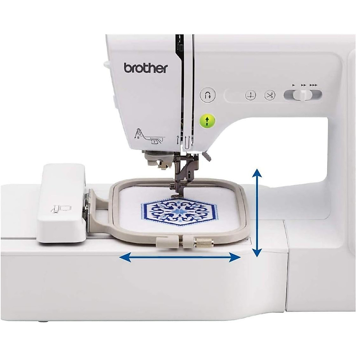 Brother SE600 Sewing and Embroidery Machine, 80 Designs, 103 Built-In Stitches, Computerized, 4" x 4" Hoop Area, 3.2" LCD Touchscreen Display, 7 Included Feet