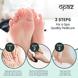 OPAZ Natural Pumice Stone for Feet Pack of 2, Earth Lava Stone Scrubber & Dead Skin Remover, Pedicure kit with Handle