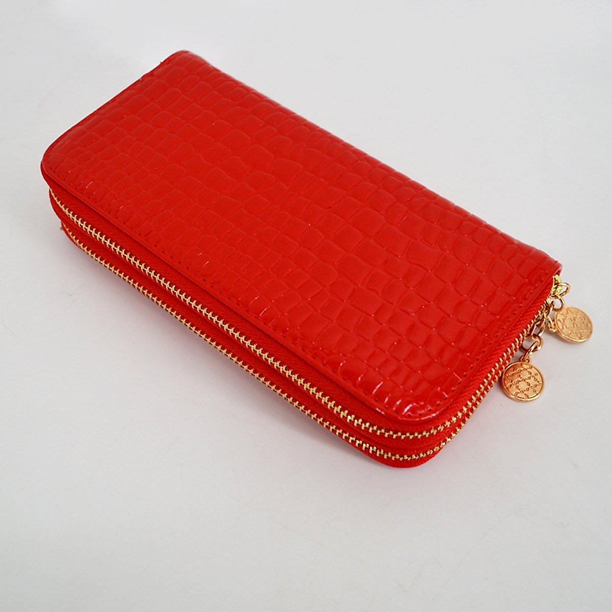 Aisi Women Patent Leather Clutch Wallet Phone Card Holder Organizer Ladies Purse (Red)
