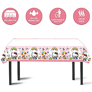 Kitty Birthday Party Supplies, 20 Plates, 20 Napkins and 1 Tablecover for Girls Kitty Party Decorations