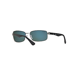 Ray-Ban RB3478 Rectangular Sunglasses, Gunmetal/Green Polarized, 60 mm