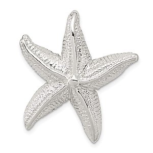 Sterling Silver Polished & Textured Starfish Chain Slide Pendant QQC8695