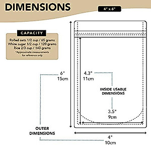 Yuugen Products Kraft Stand-Up Pouch Bags with Aluminum, Zip Lock, and Tear Notch - Reusable, Heat-Sealable | Storage for Food, Non-Food Items, Home and Business - 50 Pcs (4" x 6")