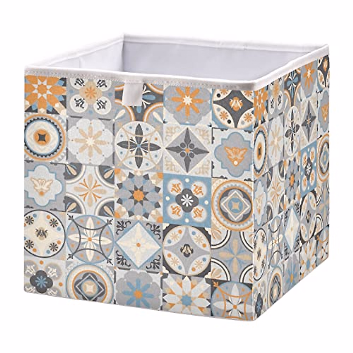 Kigai Storage Basket Moroccan Tile Mosaic Foldable Storage Bin 15.8 x 10.6 x 7 Inches Cube Storage Baskets Box for Shelves Closet Laundry Nursery Bedroom Home Decor