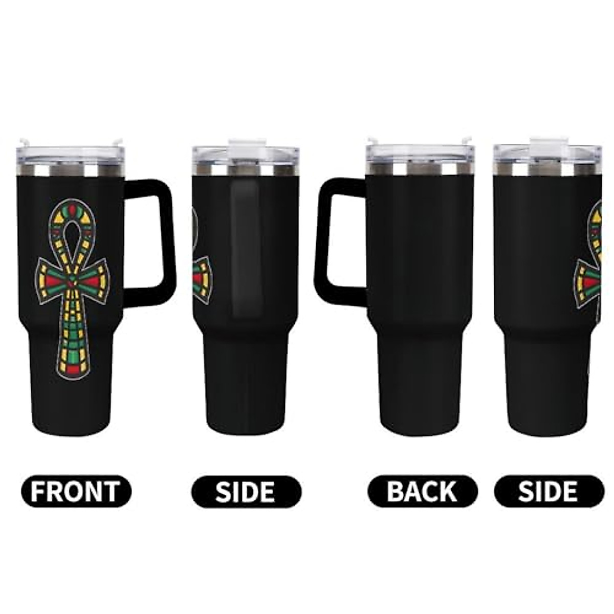 Rasta Ankh Rastafarian Egyptian 40OZ Tumbler Stainless Steel Travel Mug Water Bottle Car Cup Tea Cups with Lid Black-style