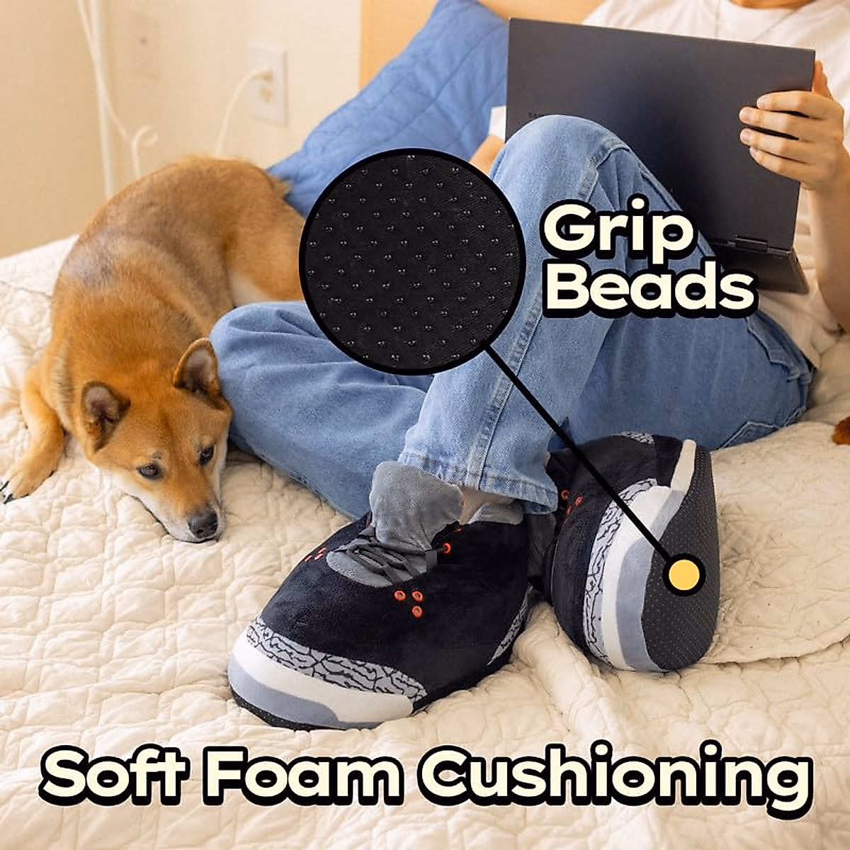 Yours 2 Keep Black Marble Sneaker Slippers, Unisex One Size Fits Most Mens, Womens, and Kids