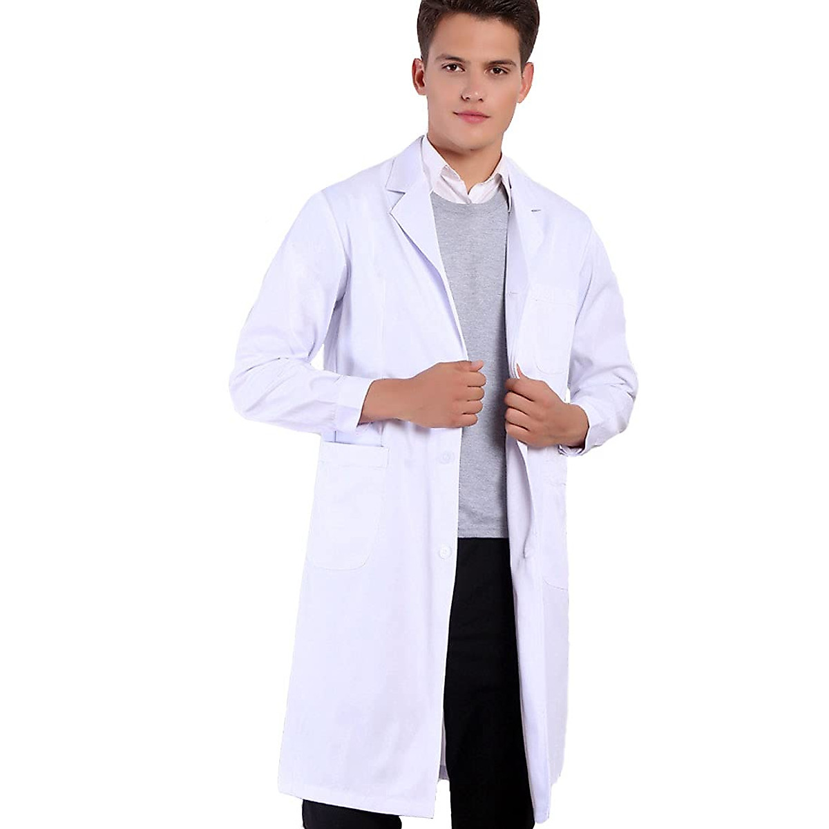 Long Sleeve Women Lab Coat Uniforms Coat Jacket with 3 Pockets 38 inch Classic Fit (White, XXX-Large)
