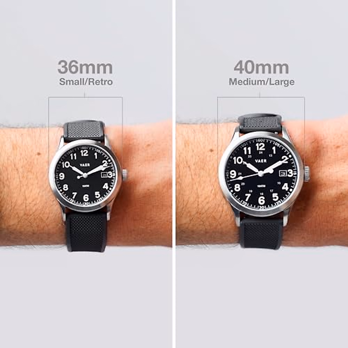 Vaer Men’s Field Watch, Quartz Movement for Accurate Timing, Scratch Resistant Sapphire Crystal, Locking Screw-Down Crown, Iconic Replica of The A-11 Military Watch for Men of WW2 - Gift Set for Men