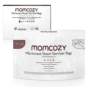 Momcozy Microwave Steam Sterilizer Bags, 8 Count Travel Sterilizer Bags Reusable for Breast Pump Parts/Baby Bottles, Up to 20 Uses Per Bag, Breastpump Accessories for Momcozy S9 Pro/S12 Pro