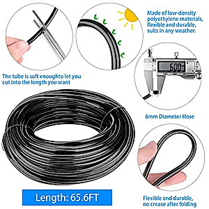 Petutu Misting Cooling System 65.6ft(20M) Misting Line + 25 Brass Mist Nozzles + a Faucet Connector (3/4") Fan Misting Kit Outdoor Mister for Patio Garden Greenhouse Trampoline for waterpark