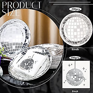 200 Pcs 70s Disco Party Supplies Includes Disco Ball Paper Plates and Disco Cocktail Napkins Silver Disco Paper Plates Disco Napkins for 80s 90s Disco Bachelorette Birthday Party Picnic (White)