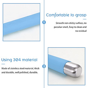 Remeel Rolling Pin Dough Roller for Baking with Thickened Non Stick Silicone Metal Handle Rolling Pin Stainless steel Fondant Roller Pin Cookie Pastry Kitchen Accessories 13.8 X 1.5 Inches