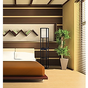 Adesso Parker Floor Lamp – Tall Lighting Equipment with 3 Storage Shelves and 1 Drawer. MDF Made, Smart Switch Compatible. Tools and Home Improvement