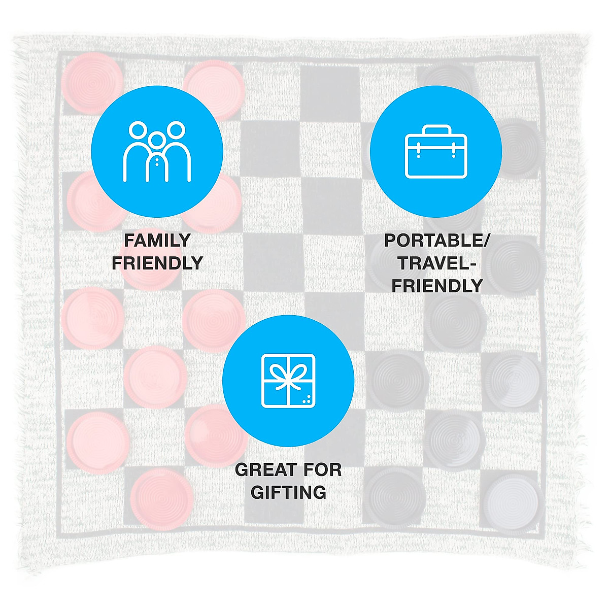 Brybelly Large Checkers Set - Giant Checkers Game for Indoor/Outdoor - Jumbo Classic Board Games for Friends and Family - 3-in-1 Checkers and Mega Tic Tac Toe