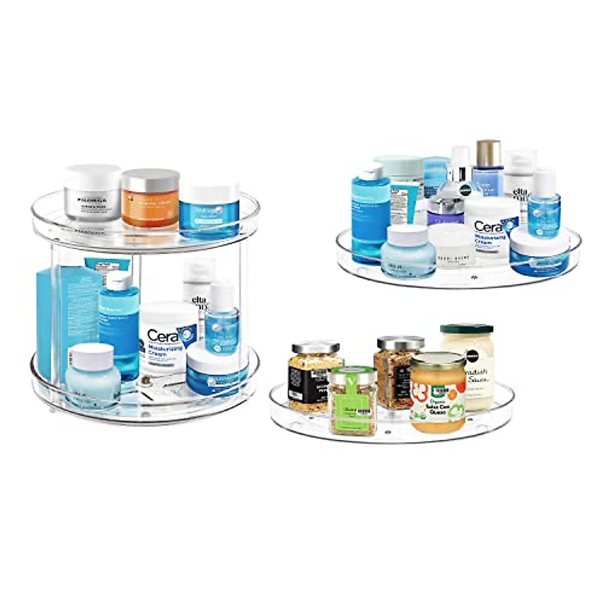 2 Tier Lazy Susan Bathroom Organizer with 2 Pack Lazy Susan