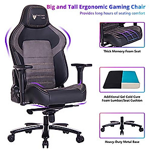 VON RACER Big and Tall Gaming Chair 440lb Gamer Chair with Gel Cold Cure Foam Lumbar Big and Tall Office Chair 4d Adjustable Arms Heavy Duty Metal Base Computer Chair for Gamers Office Workers