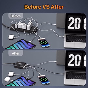 USB C Charger Block, 165W Multiple Charging Station, USB Charger Block, 6-Port USB C Charging Station Compatible with MacBook Pro/Air, iPhone 14/13/12 Series, Samsung Galaxy, Pixel, Laptop