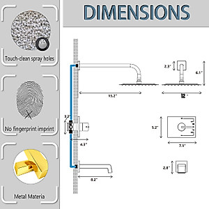 SOOOHOT Shower Fixtures, Black Shower Faucet Set with 12 Inch Matte Black Shower Head and Tub Spout, Black Shower Head and Handle Set (Valve Included)