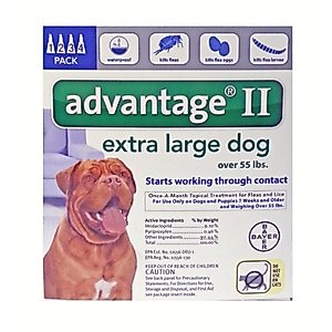 Bayer Advantage II Topical Flea Treatment for Dogs over 55 Lbs (6 Applications)