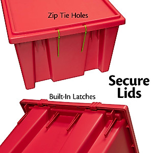 Akro-Mils 35190 Nest and Stack Plastic Storage Container and Distribution Tote, (19-1/2-Inch L x 15-1/2-Inch W x 10-Inch H), Red, (6-Pack)