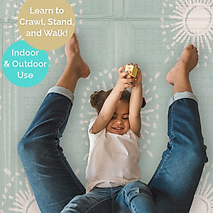 JumpOff Jo Baby Play Mat - Extra Large Folding Foam Play Mat for Infants, Babies, Toddlers, Waterproof, Double-Sided (77" x 70") - Oh Deer - Starburst