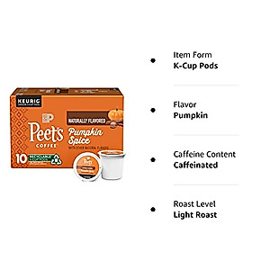 Peet’s Coffee, Pumpkin Flavored - 10 K-Cup Pods for Keurig Brewers (1 Box of 10 K-Cup Pods)