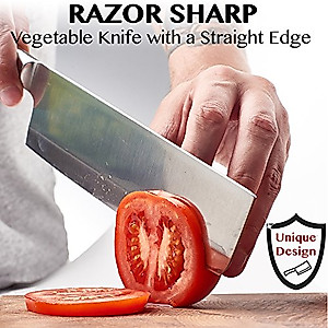 TradaFor Chopping Knife - Vegetable Knife - Usuba Asian Knife - Japanese Vegetable Cleaver Knife - Kitchen Knife - High Carbon Stainless Pro Japanese Cleaver Knife - Gift in Stylish Gift Box