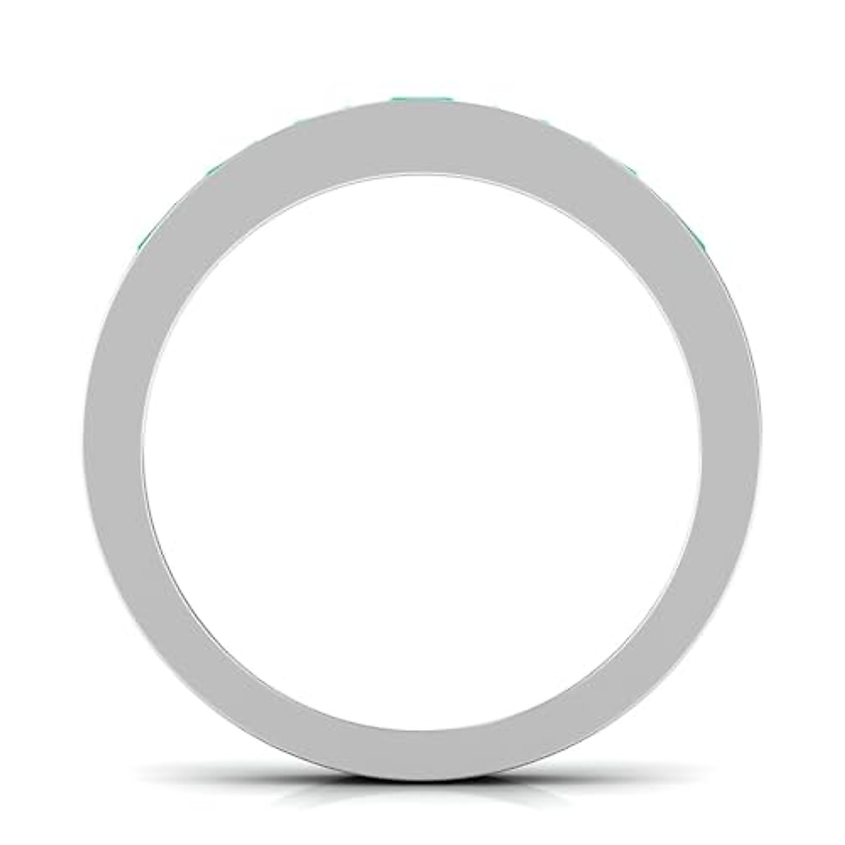 Rosec Jewels Certified Lab Grown Emerald Wedding Band, AAAA Quality, Princess Cut Emerald Anniversary Ring - Ready to Gift, 14K White Gold, Size:US 9.00