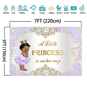 Mehofoto Purple Princess Baby Shower Backdrop Royal Silver Purple Photography Background 7x5ft Vinyl Royal Princess Baby Shower Party Banner Decoration