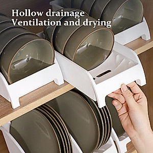 QmjdDymx 3Pcs Plate Holders Organizer for Kitchen Cupboard - Plastic Dinner Plate Holder - Dinner Dish Drying Rack, Kitchen Vertical Cabinet Storage Organiser Stand - White