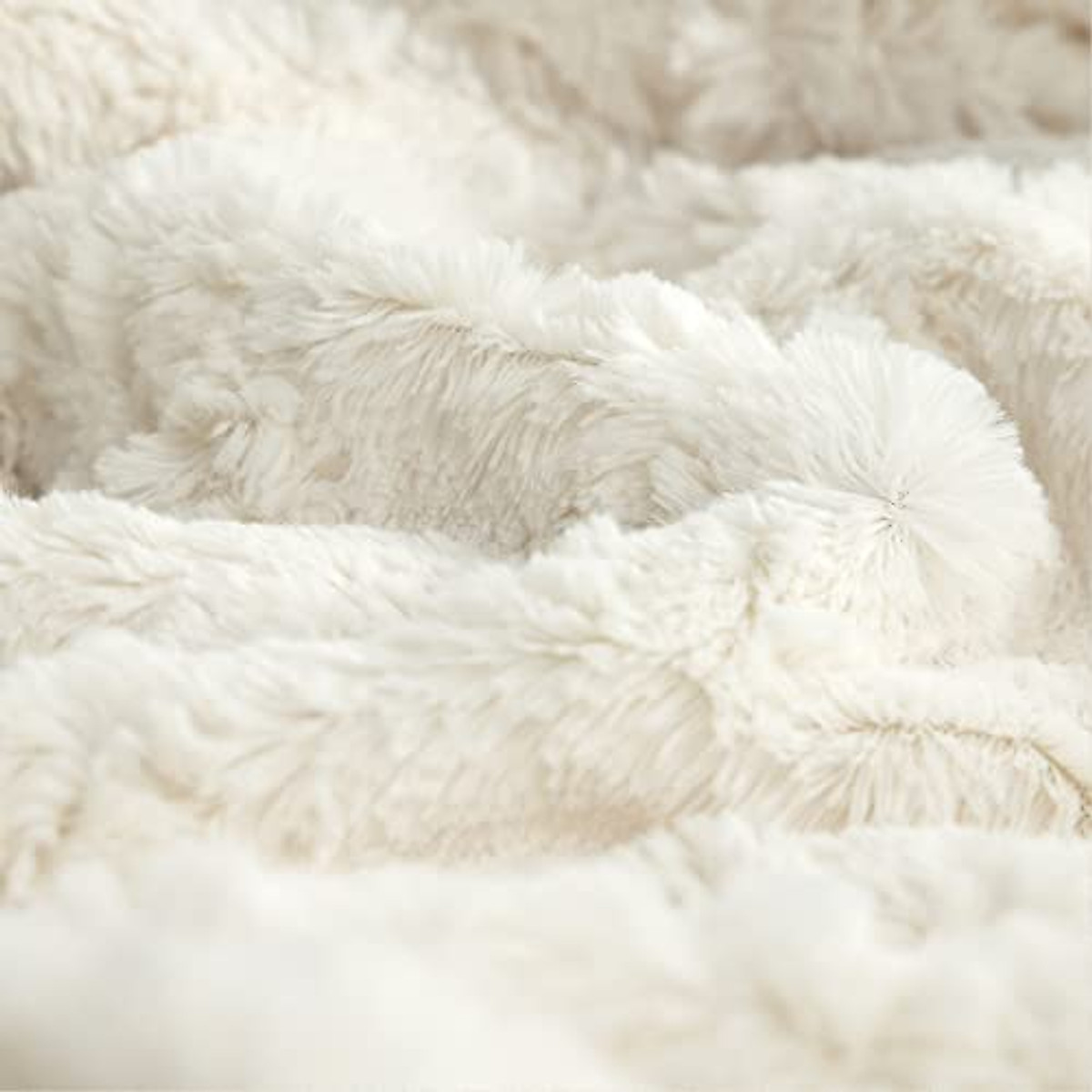TOONOW Fuzzy Blanket Cozy Faux Fur Luxury Throw Blanket, Extra Soft, Double Sided, Fluffy, Plush Warm Throw Blanket for Couch Sofa Bed, 51''x67'' (White)