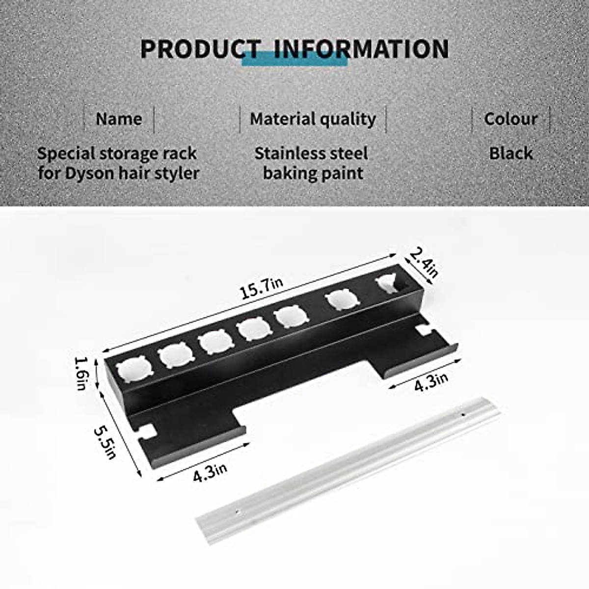 Storage Holder for Dyson Airwrap Curling Iron Styler Wall Mounted Rack Bracket Stand with Adhesive for Home Bathroom Organizer Black (A)