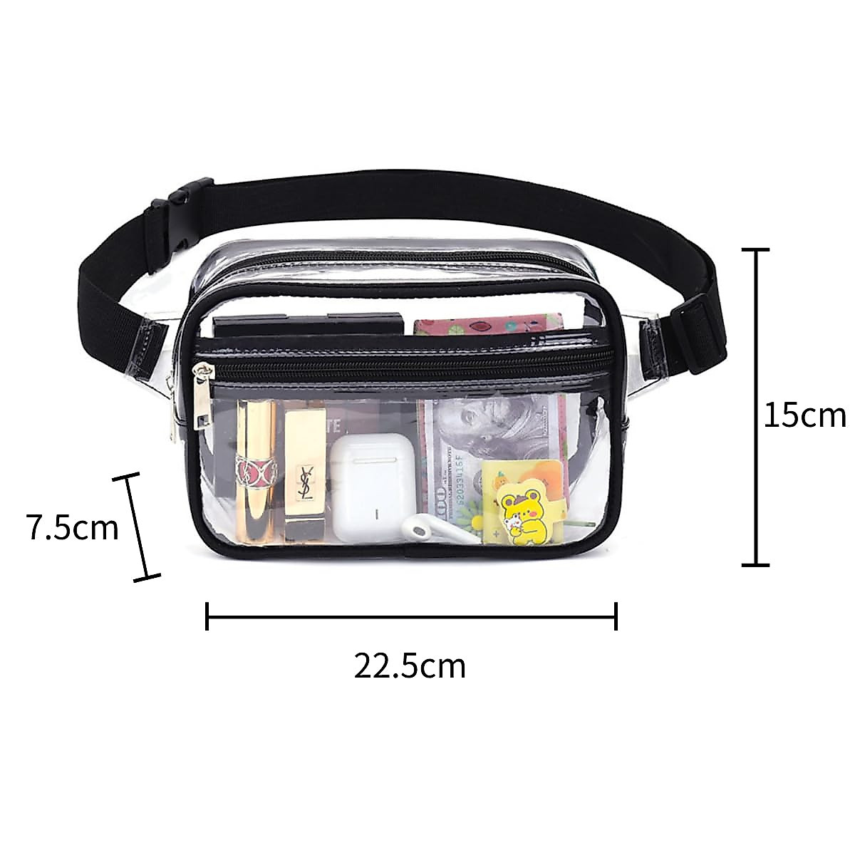 Clear Fanny Pack,Clear Fanny Pack Stadium Approved For Women Men,Clear Belt Bag,Waterproof Clear Waist Bag With Adjustable Strap,Crossbody Bag Waist Pack for Sports,Travel,Beach,Events,Concerts