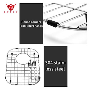 LYFLY 12.6×14.6 inches with Rear Drain for Sink, Kitchen Sink Grid, Stainless Steel sink protector, sink rack, Sink Mat, sink protectors for kitchen sink S-