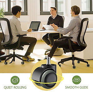 Office Chair Wheels Replacement for IKEA Chairs, 10mm Stem (Set of 5), PChero 2" Heavy Duty Swivel Polyurethane Casters for IKEA Chair Furniture Accessories, Protection for Hardwood Floors Carpet