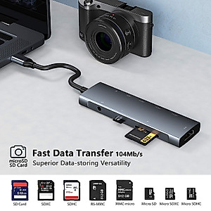 USB C Adapter Docking Station for iPad Pro M4 M2 M1,USB-C Multiport Adapter with 4K HDMI,3.5mm Jack,USB C PD,3 USB3.0,SD/TF Card Slot,for iPad Air iPad Mini MacBook iPhone 15